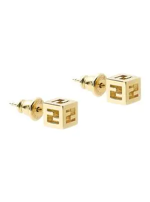 Fendi Couple Stud Cubo Metal Earrings