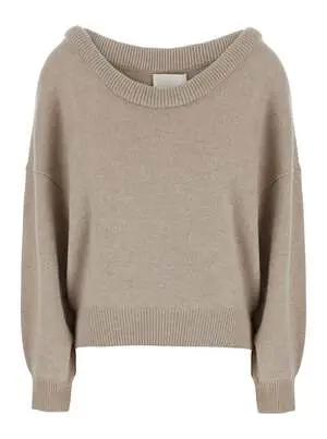 LISA YANG Doria Sweater With High Collar And Long Sleeves In Cashmere Beige - Cream