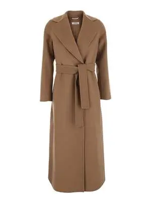 Max Mara S Coat Poldo With Notched Revers And Long Sleeves In Beige Wool - Multicolor