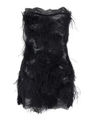 Attico Embroidered Ostrich Feathers On Lace - Multicolor