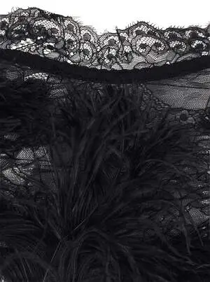 Attico Black Lace Feather Embellished Dress