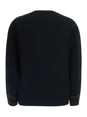 Max Mara Long Sleeve V-neck Top In Black Tech Fabric