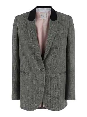 FORTE_FORTE Gray Single-breasted Jacket With Velvet Collar And Peak Revers In Tech Fabric For - Multicolor