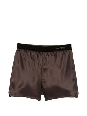 TOM FORD Silk Satin Pajama Shorts - Brown