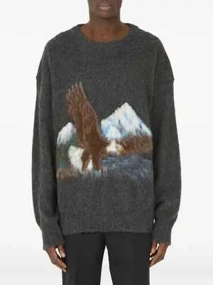 MAISON MARGIELA Intarsia Eagle And Mountains Sweater - Gray