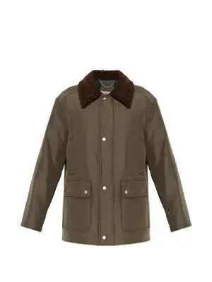 MAISON MARGIELA Jacket With Shearling Collar And Flap Pockets - Green