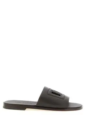 Dolce & Gabbana Dg Light' Calfskin Leather Sandals - Brown