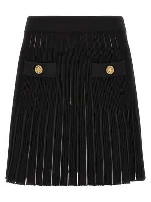 Balmain Pleated Skirt - Black