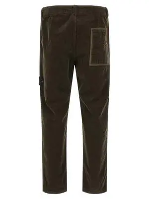 Stone Island Cotton Corduroy Pants With Detachable Logo Badge