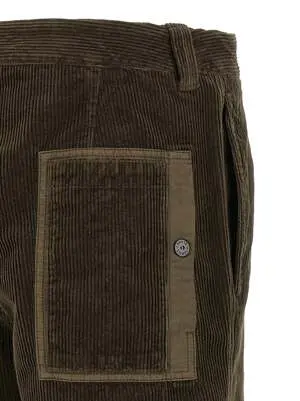 Stone Island Cotton Corduroy Pants With Detachable Logo Badge