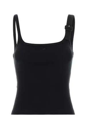 COURREGES Stretch Cotton Tank Top - Black