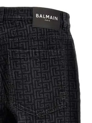 Balmain Monogram Jacquard Straight Leg Jeans