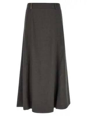 Peserico Flared Midi Skirt With Strap Detail - Gray