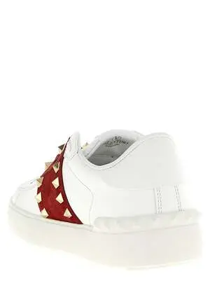 Valentino Garavani Rockstud Untitled Calfskin Leather Low-top Sneakers - Red