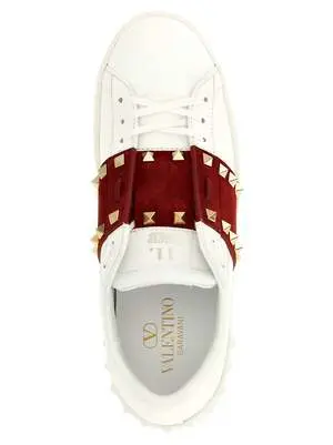 Valentino Garavani Rockstud Untitled Calfskin Leather Low-top Sneakers - Red