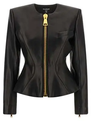 Balmain Leather Jacket - Black