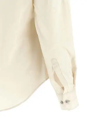 LEMAIRE Pointed Collar Shirt In Cotton And Silk Blend - Cream