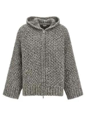 Peserico Zipped Hooded Cardigan - Gray