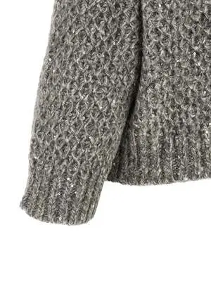 Peserico Zipped Hooded Cardigan With Micro Sequins