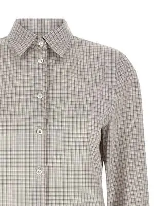MAISON MARGIELA Cotton Checkered Pointed Hem Shirt - Cream