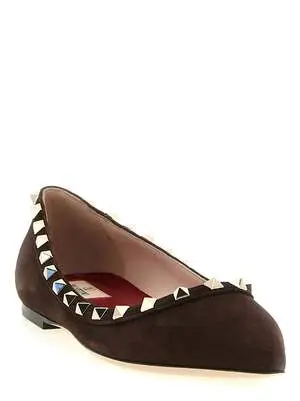Valentino Garavani Rockstud Ballet Flats - Brown