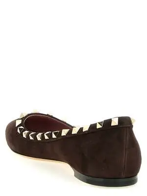 Valentino Garavani Rockstud Ballet Flats - Brown
