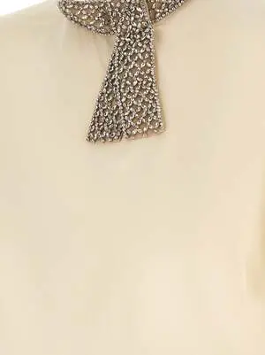 Valentino Garavani Embellished Jewel Collar Silk Top