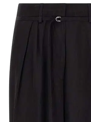 Dries Van Noten Wide Leg Pleated Trousers With Integrated Belt