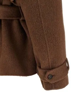Giuseppe Di Morabito Shearling Neck Wool Blend Coat