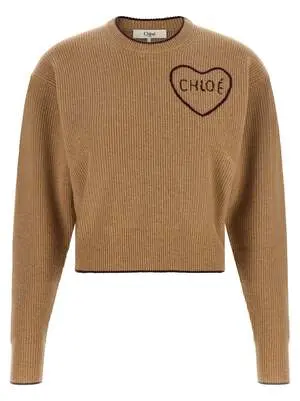 Chloé Heart Intarsia Sweater - Cream