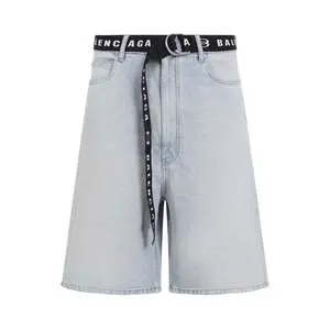 Balenciaga Belted Knee-length Denim Shorts