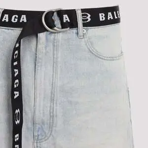 Balenciaga Belted Knee-length Denim Shorts