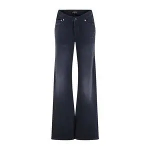 Balenciaga Curved Waist Wide Leg Jeans - Blue