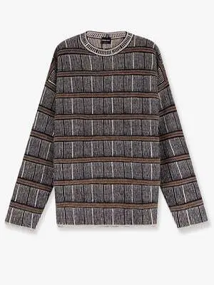 Giorgio Armani Striped Virgin Wool And Silk Blend Crewneck Sweater