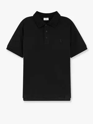 Saint Laurent Pique Cotton Polo Shirt With Cassandre Embroidery - Multicolor