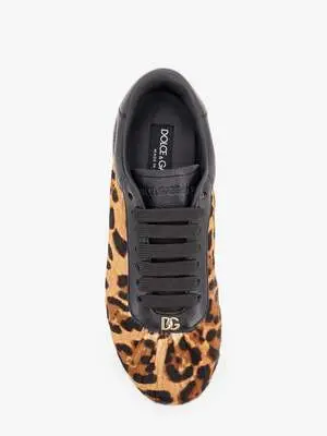 Dolce & Gabbana Ponyskin Sneakers With Metal Dg Logo - Multicolor