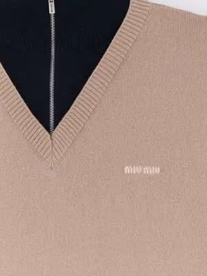 Miu Miu Cashmere Sweater With Logo Inlay