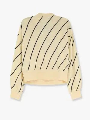 Versace Wool Blend Cardigan With Striped Detail - Cream