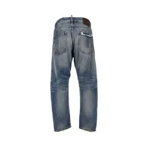 Dsquared2 Distressed Cotton Denim Relaxed Fit Jeans - Blue