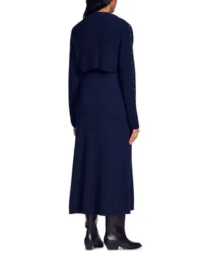Sandro 2 In 1 Knit Midi Dress - Navy Blue