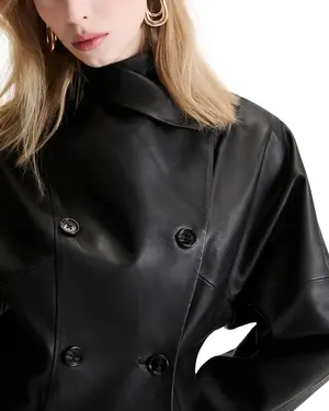 Marella Mlltessile Leather Cropped Jacket