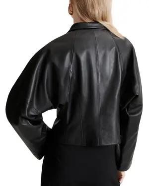 Marella Mlltessile Leather Cropped Jacket