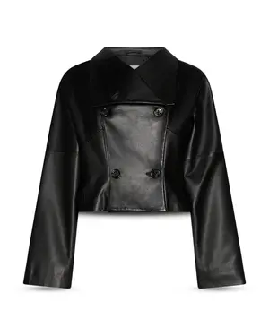 Marella Mlltessile Leather Cropped Jacket