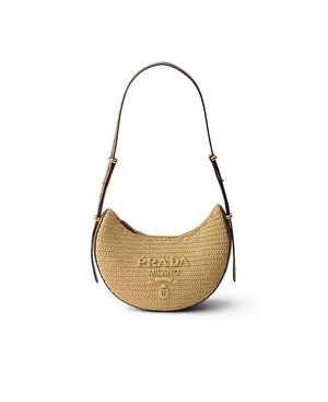 Prada Arque Small Crochet And Leather Bag - Neutral