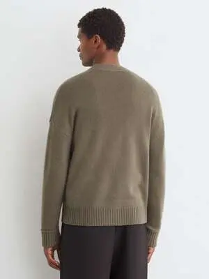 REISS Padstow 100% Cashmere V-neck Cardigan - Sable Green