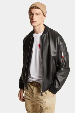 Dsquared2 Leather Bomber Jacket