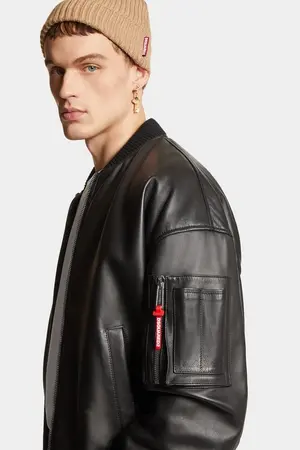 Dsquared2 Leather Bomber Jacket