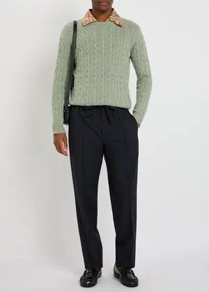 Valentino Garavani Vlogo Cable-knit Wool Jumper