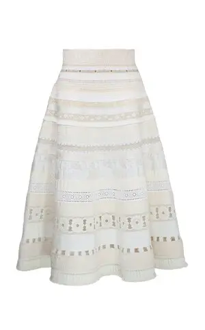 Lena Hoschek Original Ribbon Cotton-blend Midi Skirt - Ivory