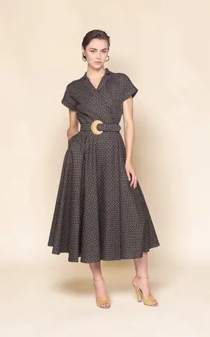 Lena Hoschek Celina Cotton Midi Dress - Navy